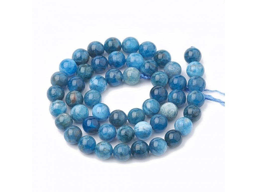 Korálková šňůra z kuliček apatitu, průměr 6 mm modrá KA0606-1605